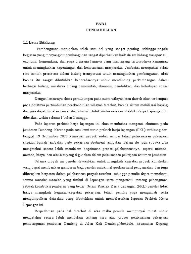 BAB 1 LAPORAN Jembt | PDF