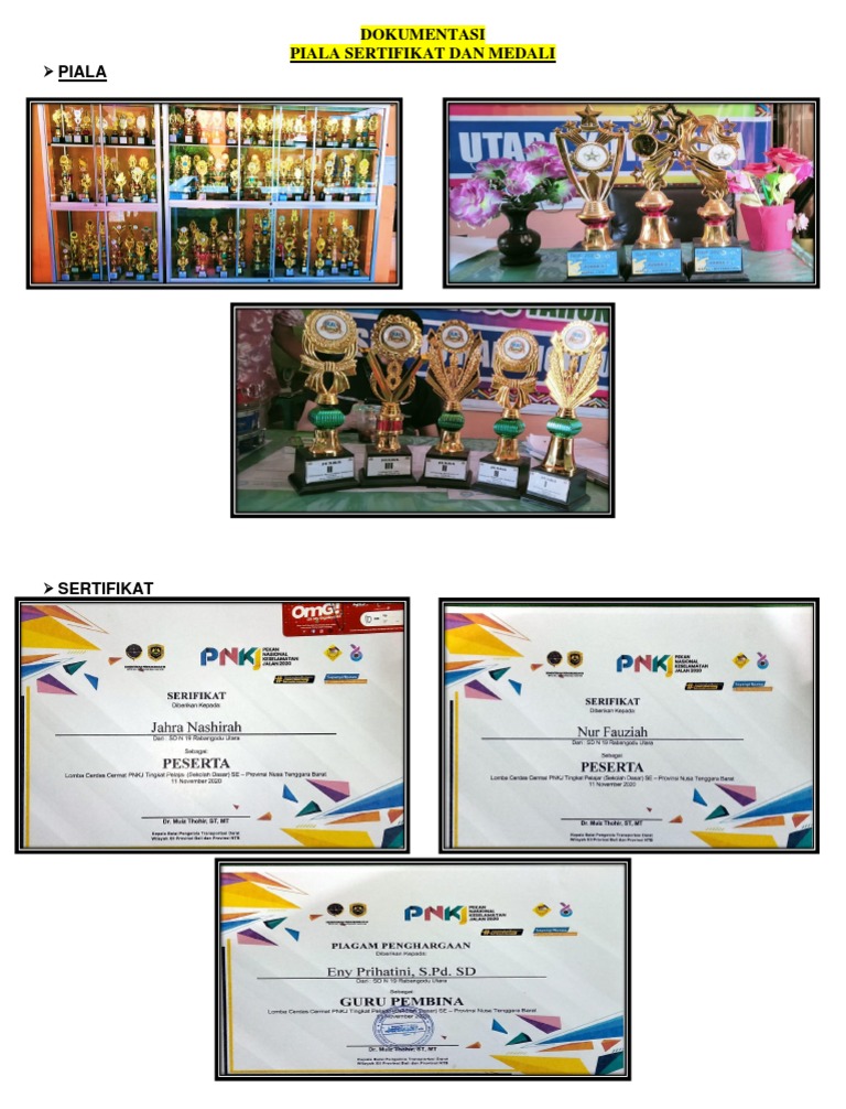 Dokumentasi Piala Dan Sertifikat | PDF
