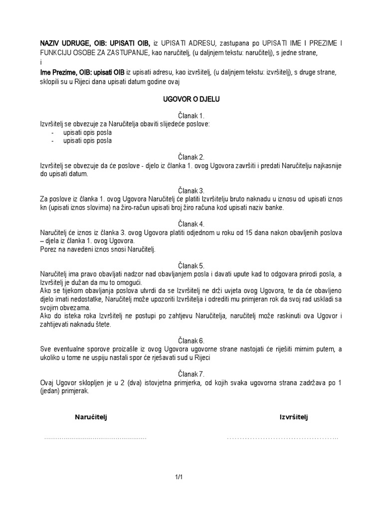 Ugovor o Djelu | PDF