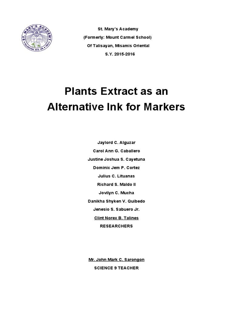 Plants Extract As An Alternative Ink For | PDF | Ink | Water