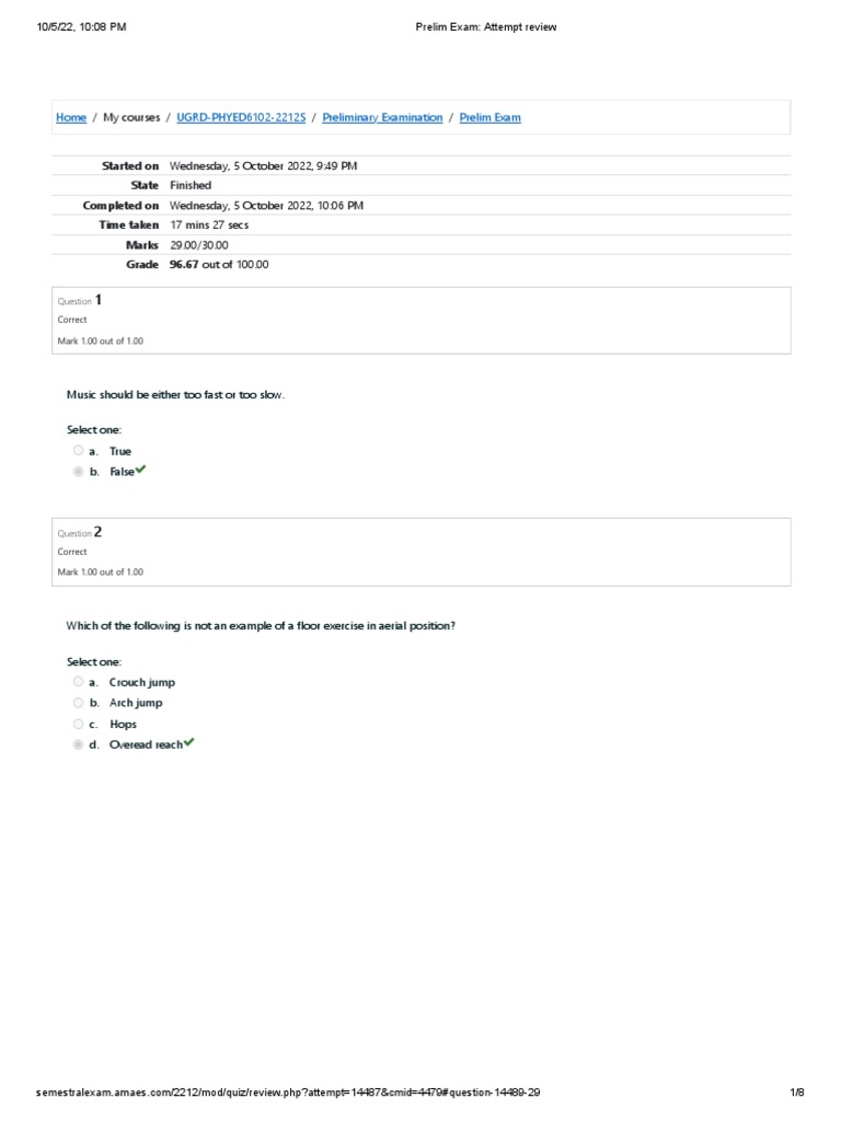 Prelim Exam - Rhythmic Activities | PDF | Gymnastics
