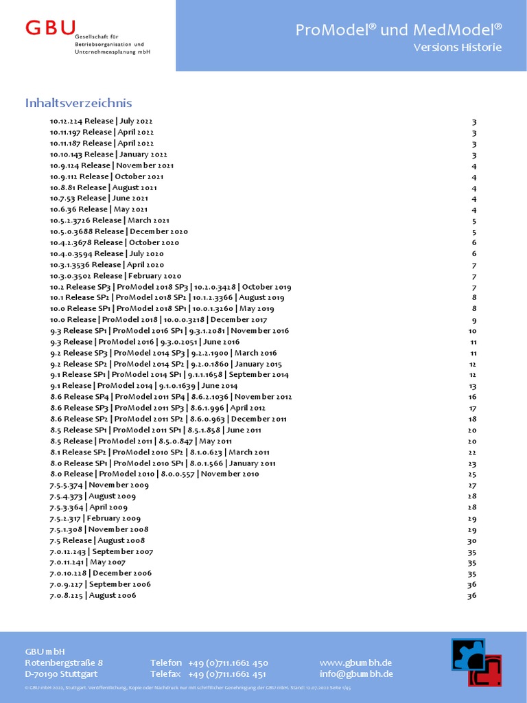 ProModel Versions Historie | PDF | Window (Computing) | Microsoft Excel