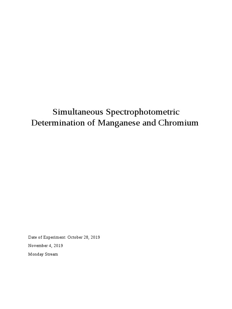 Simultaneous Spectrophotometric Determination Of Manganese And Chromium Pdf