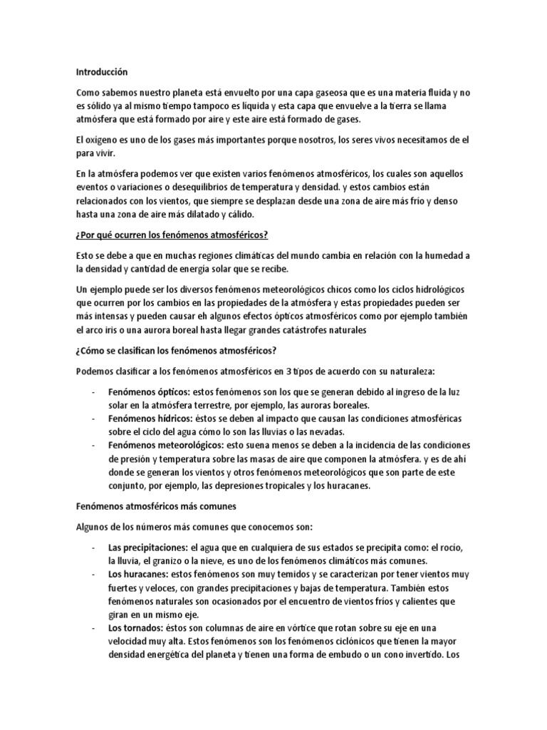 Fenómenos Atmosféricos | PDF | Meteorología | Atmósfera