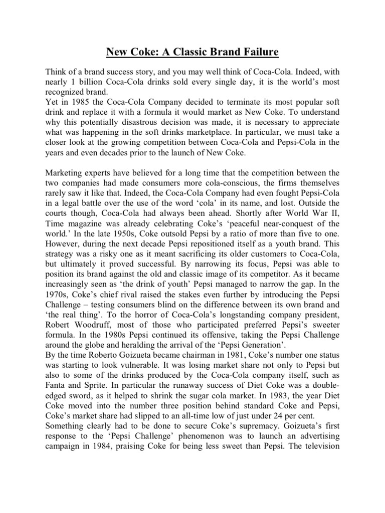 Brand Failure | PDF | Coca Cola | Pepsi