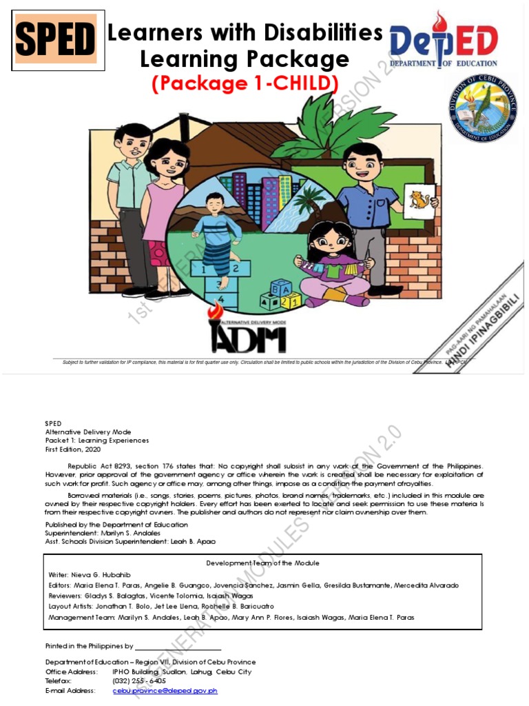 SPED-Learning-Package1-Q1CHILD FINAL | PDF