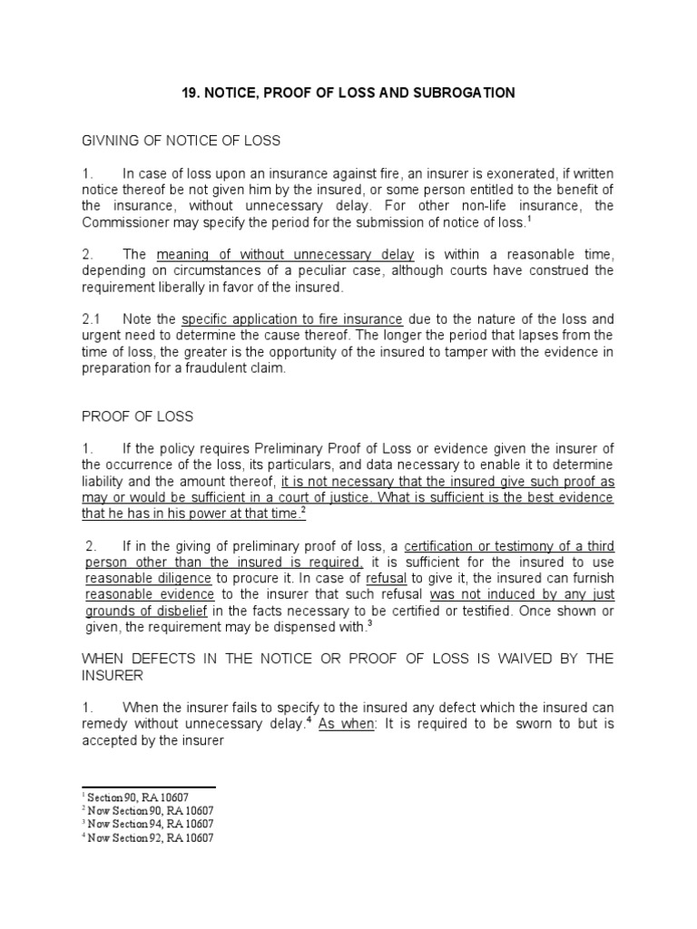Notice, Proof of Loss and Subrogation | PDF | Insurance | Subrogation