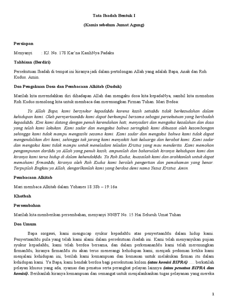 Liturgi Dan Khotbah ST 2019 | PDF | Kajian Bahasa Asing