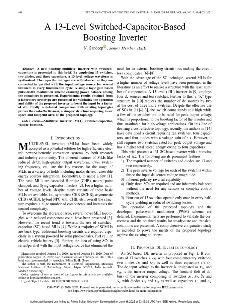 A 13-Level Switched-Capacitor-Based Boosting Inverter | PDF | Power ...