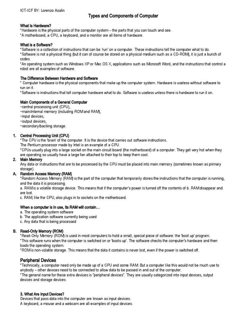ICT ICF Lesson Outline 2 | PDF | Personal Computers | Computer Data Storage