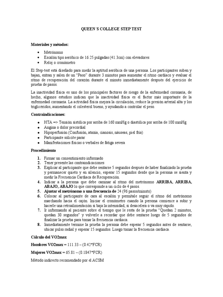Queen S College Step - Test | PDF | Hipertensión | Especialidades Medicas