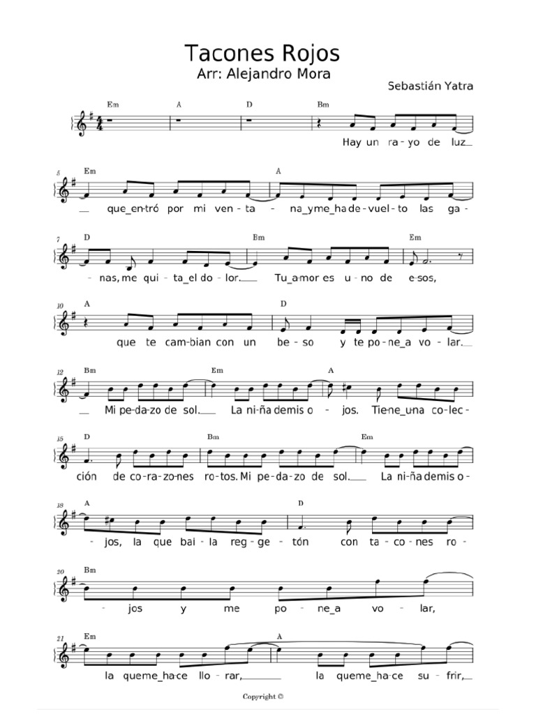 Sebastian Yatra - Tacones Rojos | PDF