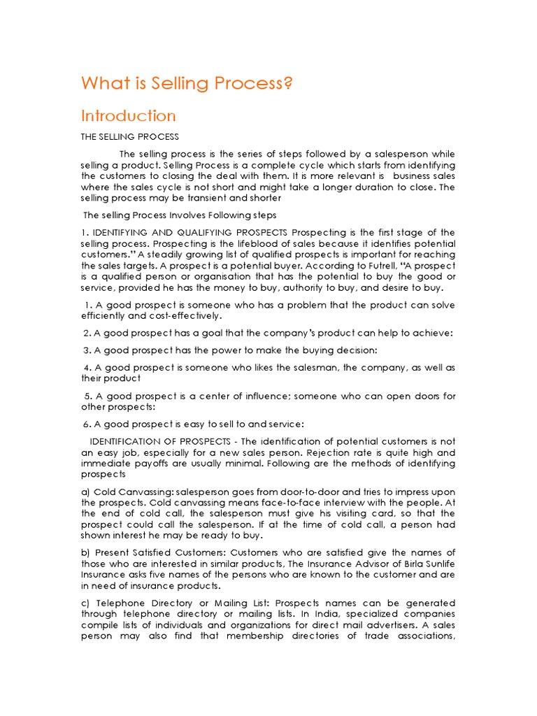Understanding the Selling Process Steps | PDF | Sales | Market (Economics)