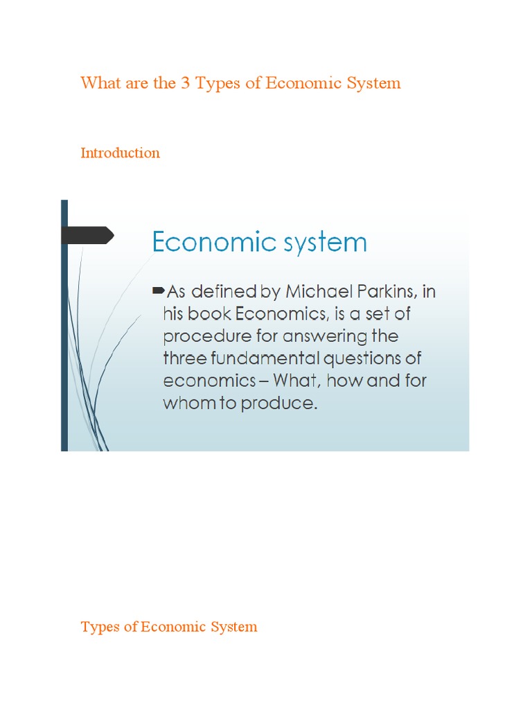Three Types of Economic Systems | PDF