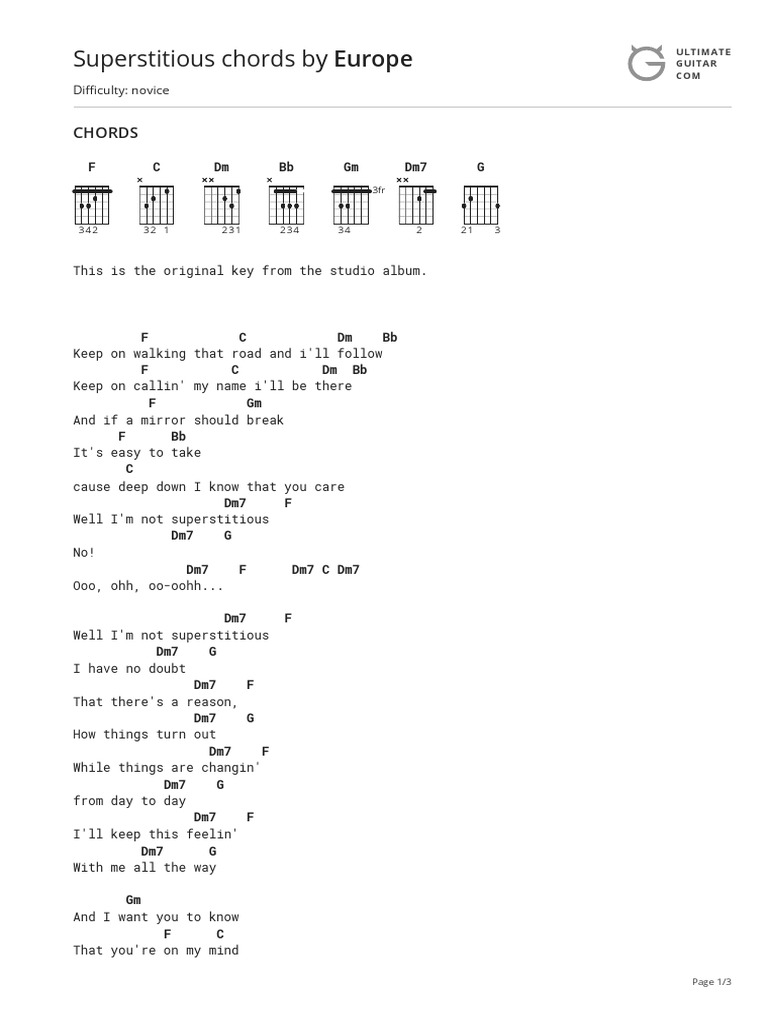 Superstitious Chords (Ver 2) by Europetabs at Ultimate Guitar Archive | PDF
