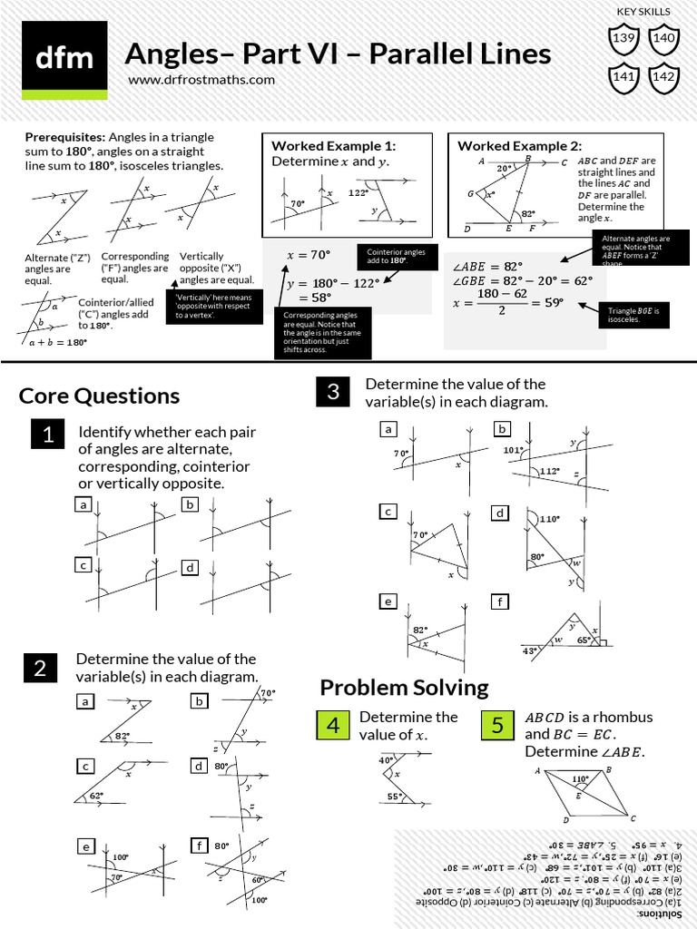 KEY SKILLS FOR PARALLEL LINES | PDF | Triangle | Angle