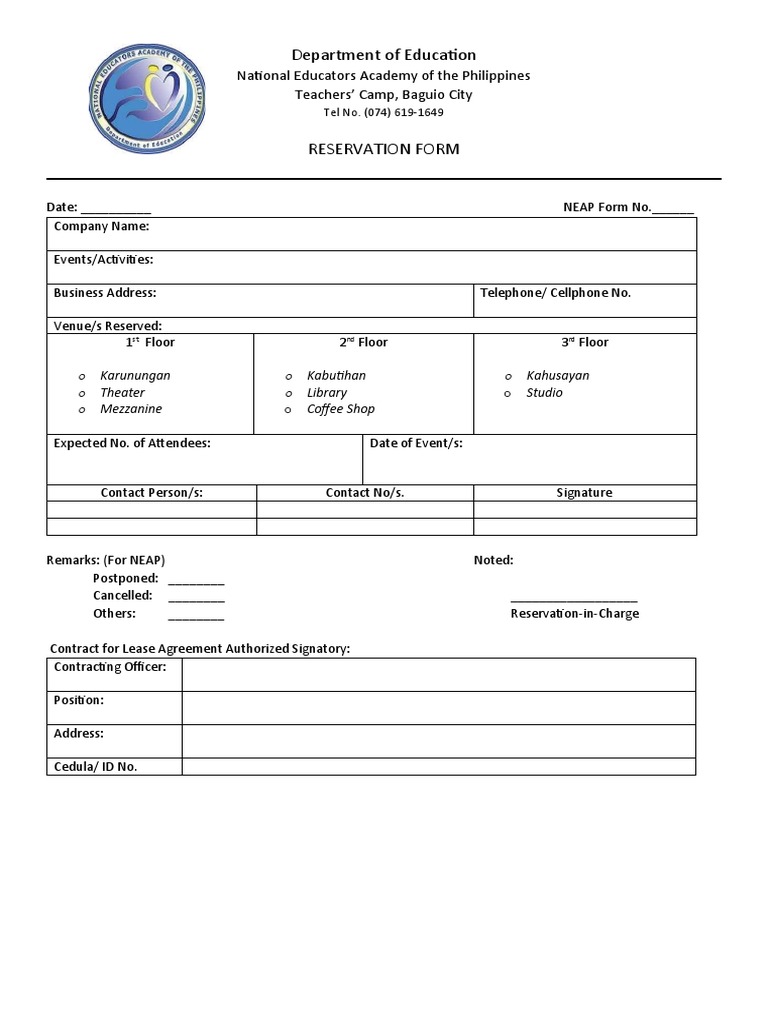 Reservation Form | PDF