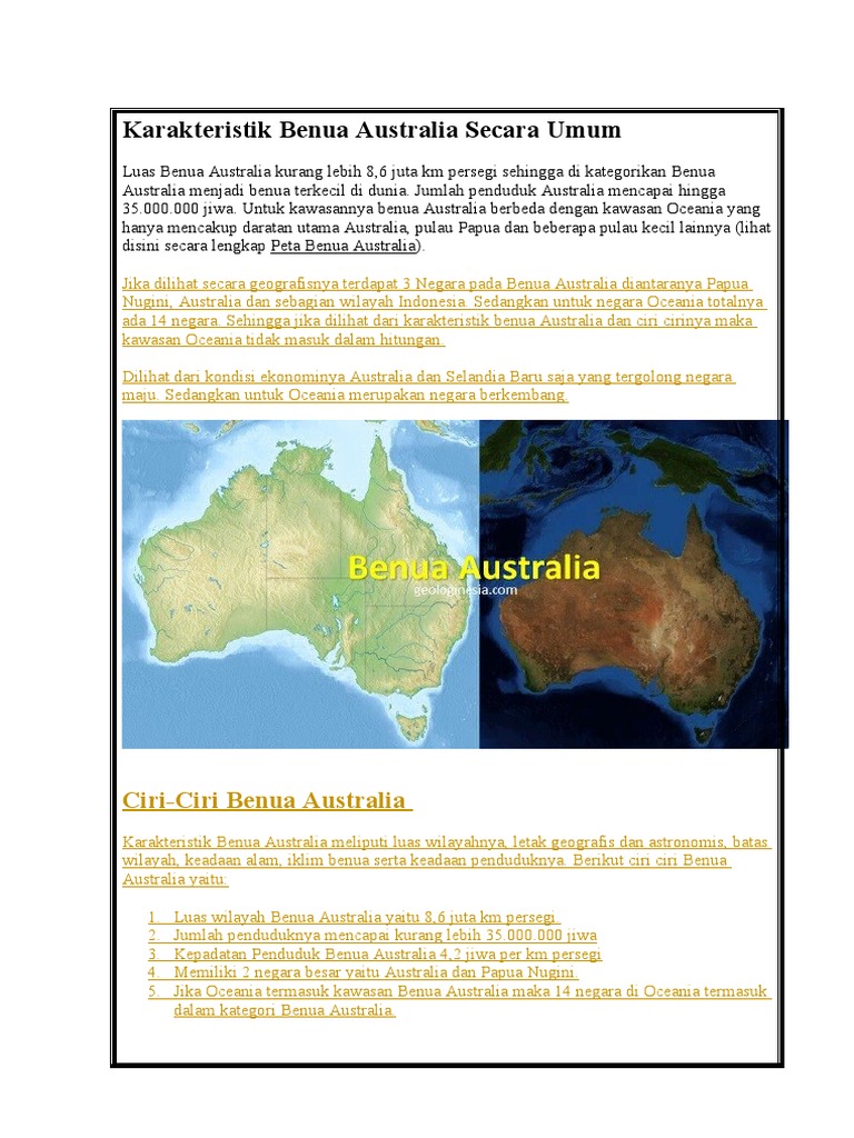 Karakteristik Benua Australia | PDF
