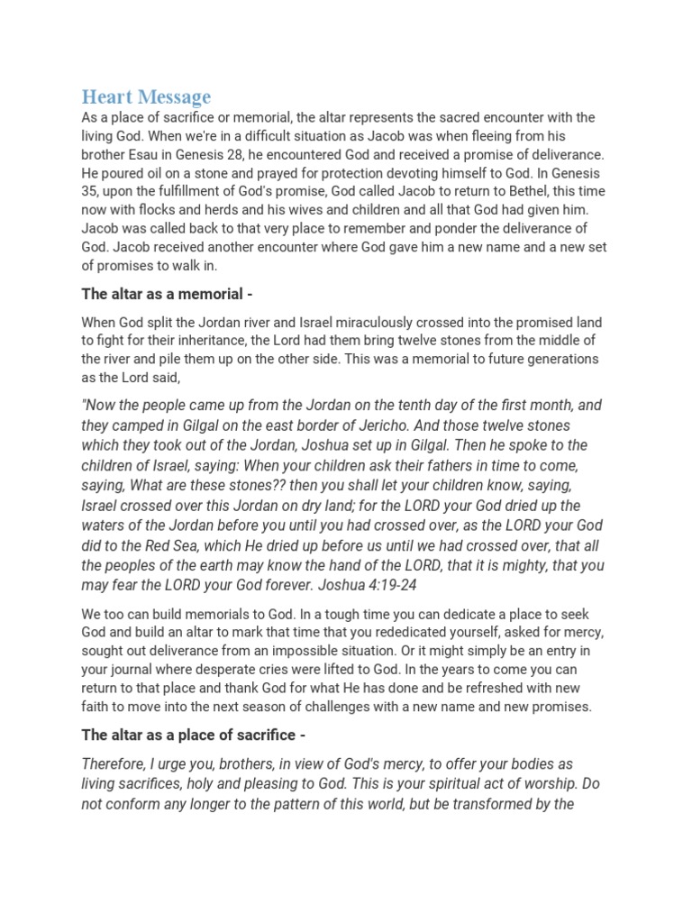 Heart Message About Rebuilding The Altar | PDF | Jacob | Sacrifice