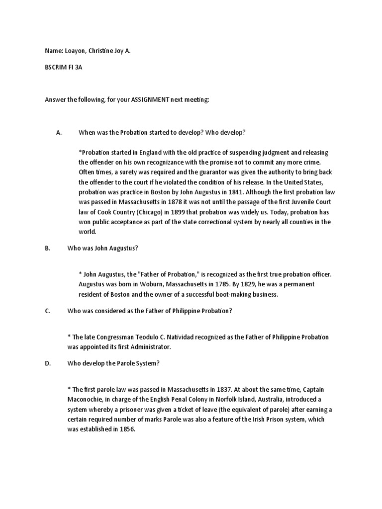 Corr 1 Assignment! | PDF | Parole | Probation