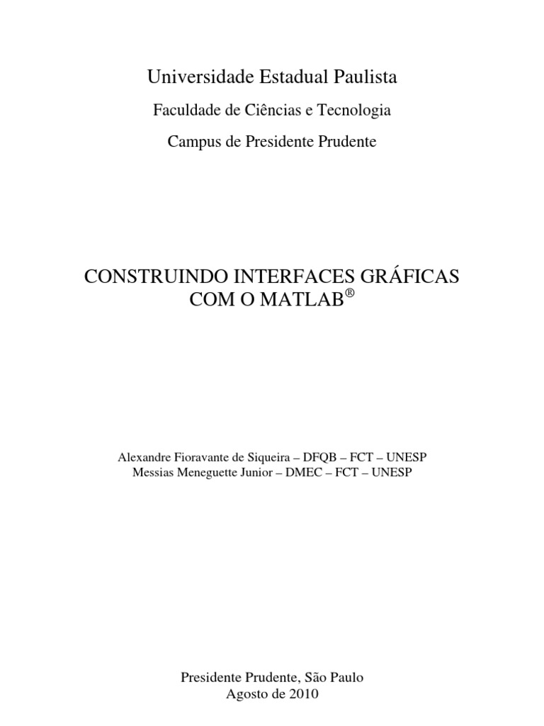 Interface Grafica Matlab | PDF | Interfaces gráficas do usuário | Matlab