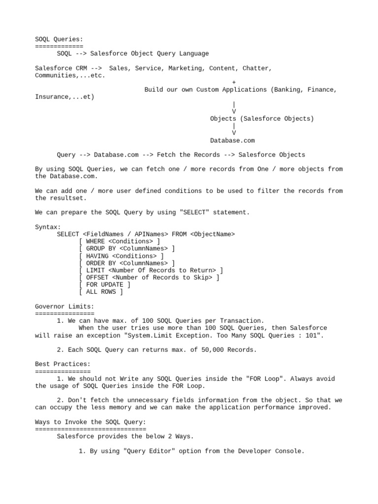 SOQL Queries | PDF | Programming | Computer Program SOQL Queries | PDF | Programming | Computer Program