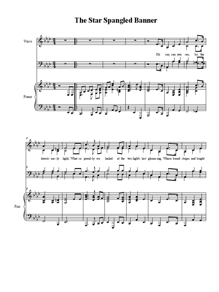 Star Spangled Banner Sheet Music | PDF