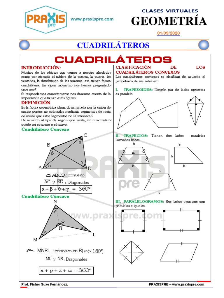 Cuadrilateros - Teoria y Problemas | PDF | Geometría Convexa | Geometría Elemental