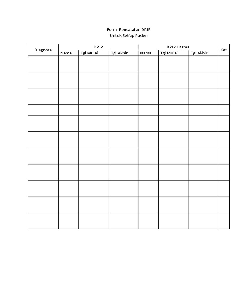 Form Pencatatan DPJP Dan Form PRMRJ | PDF