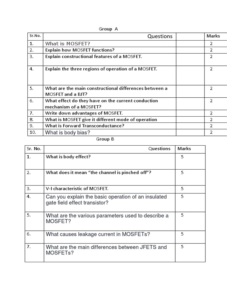 What Is MOSFET?: Questions | PDF | Mosfet | Field Effect Transistor