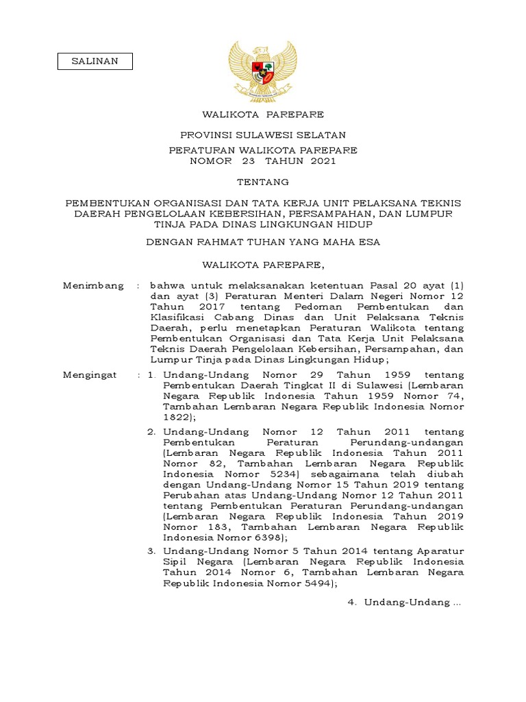 Perwa No. 23 THN 2021 | PDF