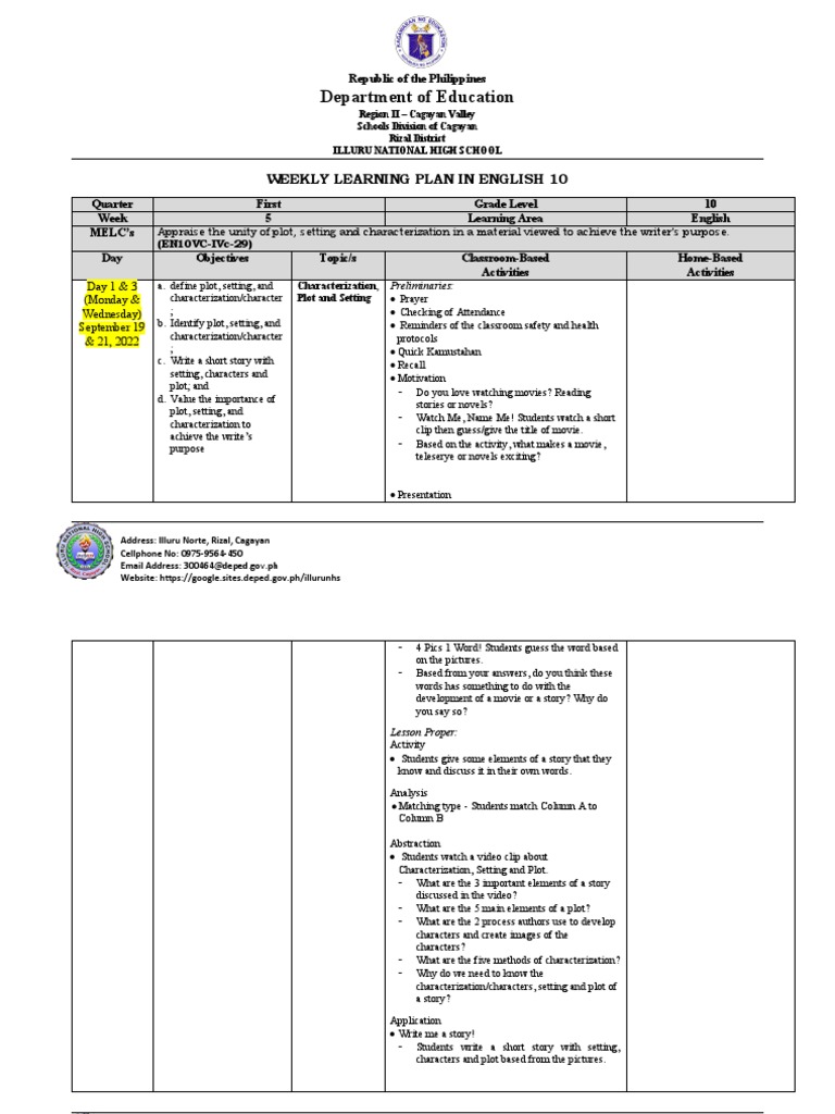 English 10 Q1 Module 3: Plot & Characterization | PDF