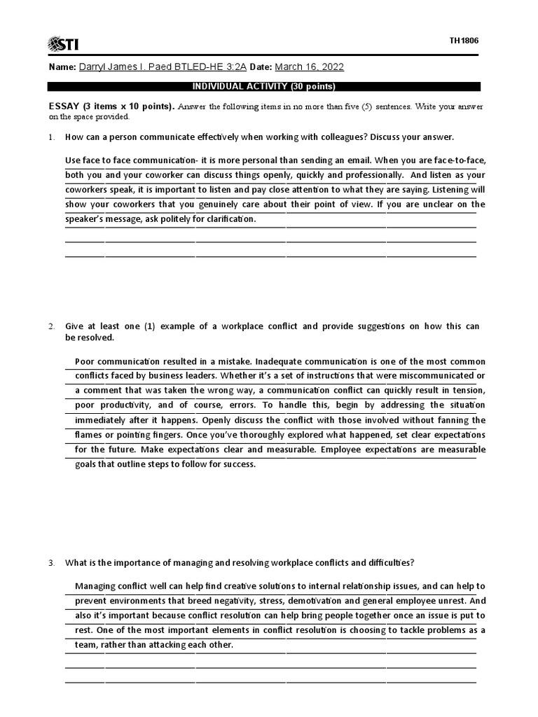 03 Laboratory Worksheet 14 | PDF | Communication | Conflict Resolution