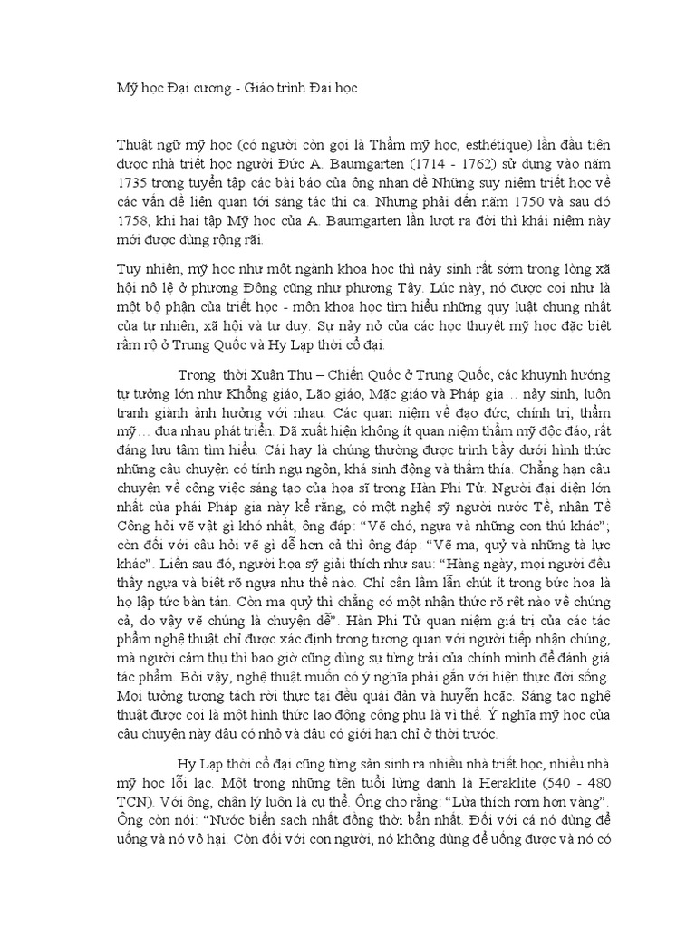 Mĩ Học Đại Cương | PDF