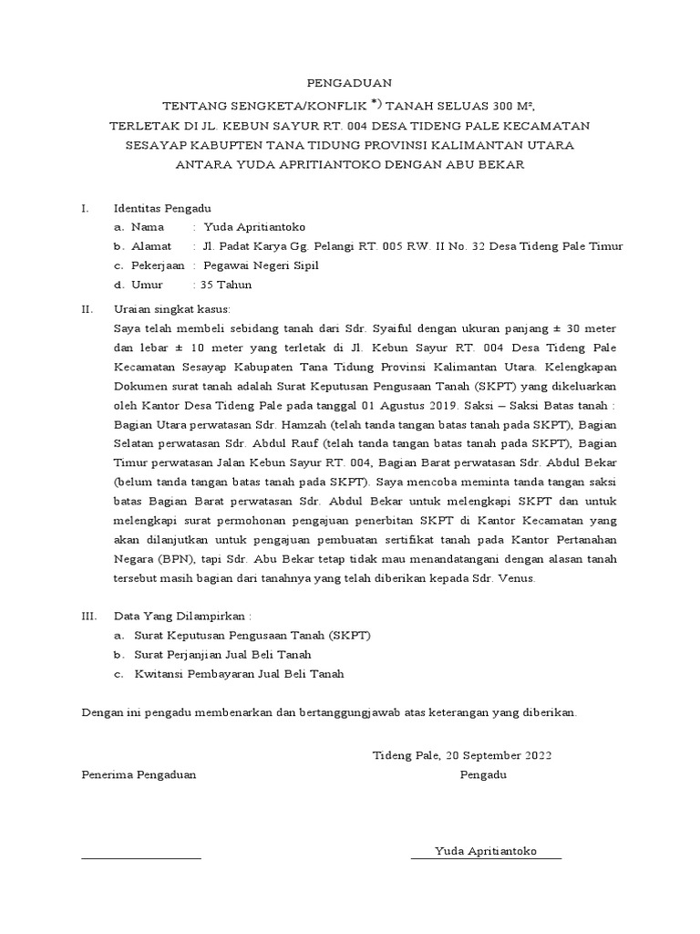 Sengketa Tanah di Tideng Pale | PDF