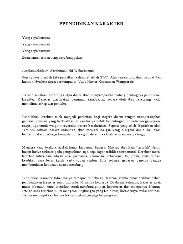 Pentingnya Pendidikan Karakter | PDF