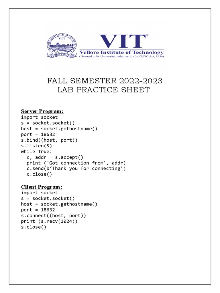 CN Ela Lab Practice | PDF | Port (Computer Networking) | Network Socket