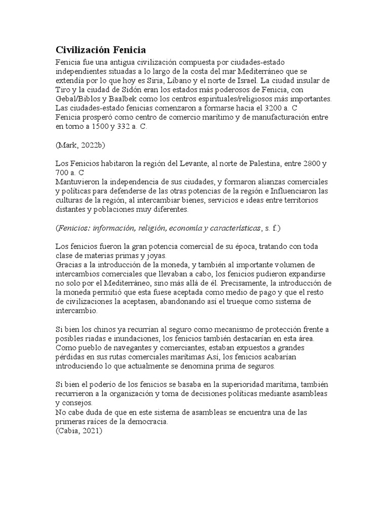 Civilización Fenicia: Comercio y Cultura | PDF