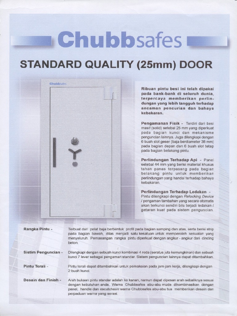 Chubb Vault Door - Pintu Khasanah (25 MM) | PDF