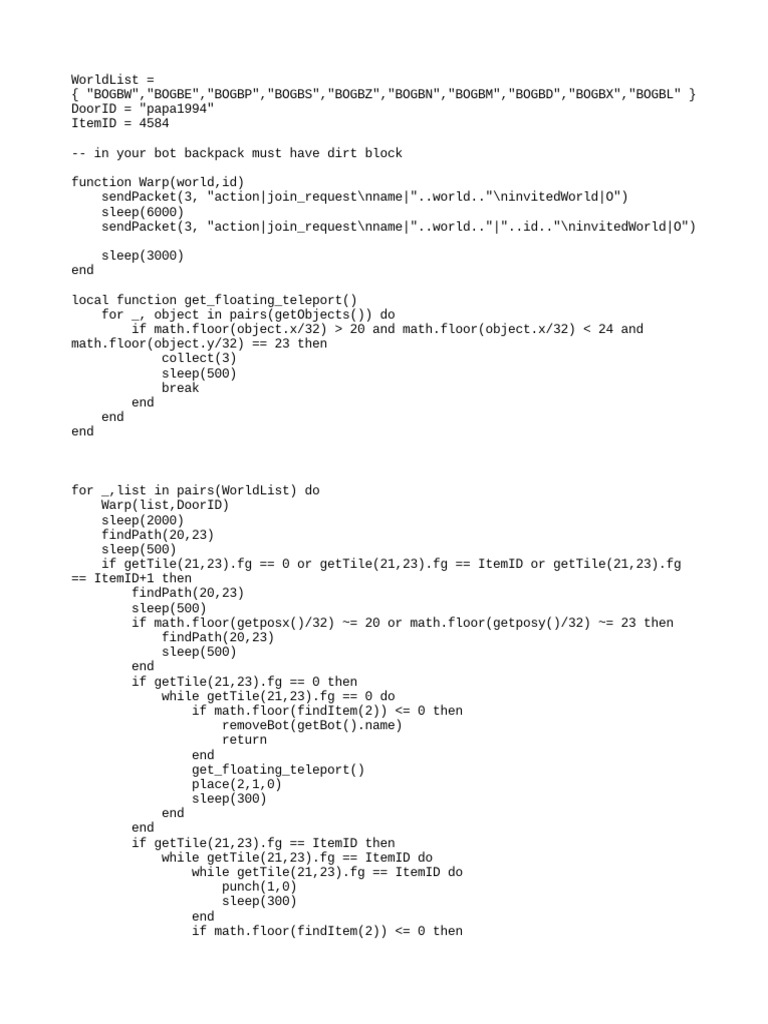 Automated World and Item Collection Script | PDF