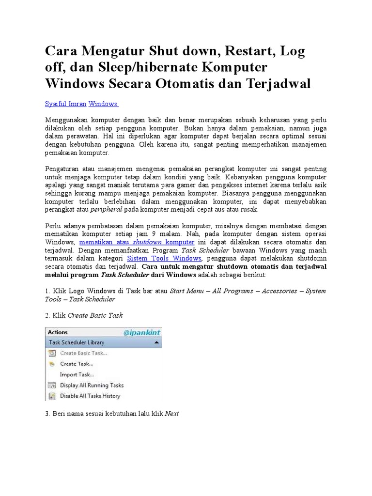 Mengatur Shutdown, Restart, Log off, dan Sleep/Hibernate Komputer Secara Otomatis dan Terjadwal ...