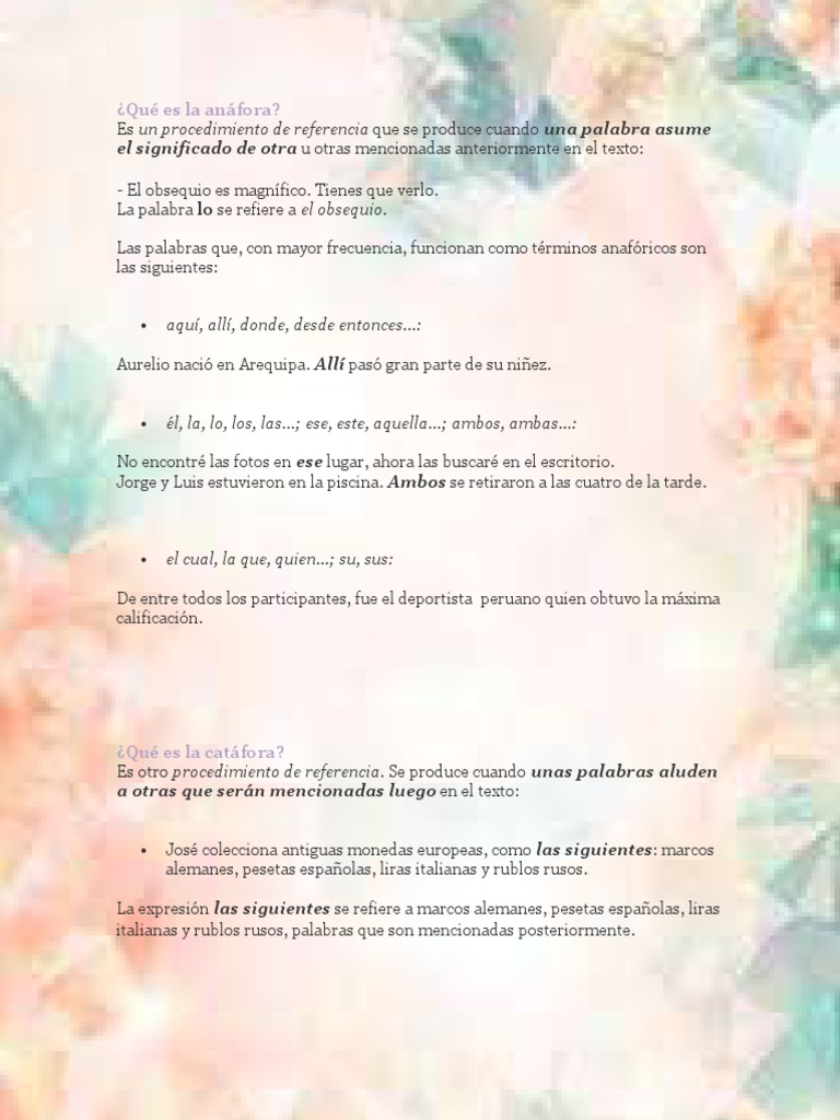 Qué Es La Anáfora | PDF