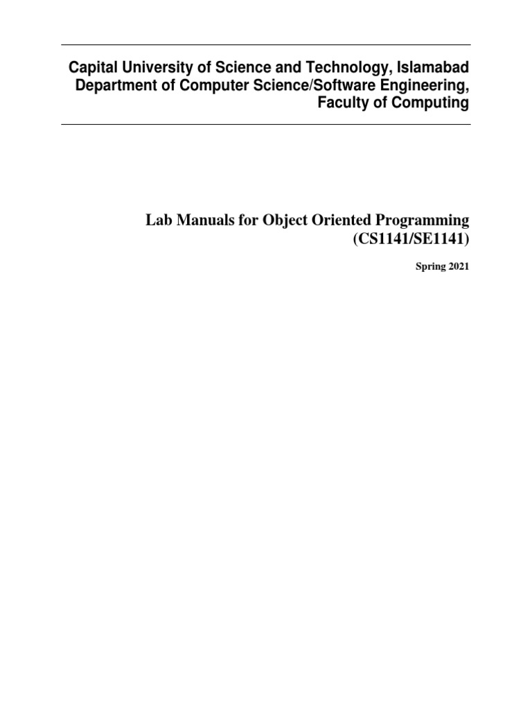 Lab Manuals Of Oop New Pdf Parameter Computer Programming Subroutine