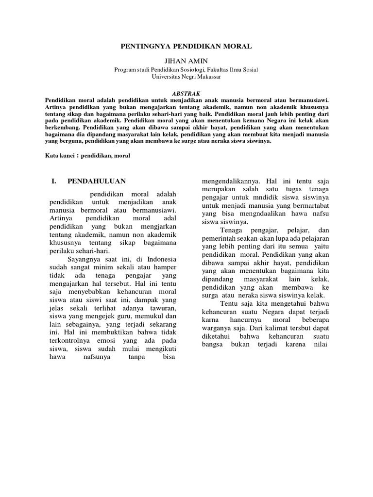 Pentingnya Pendidikan Moral | PDF