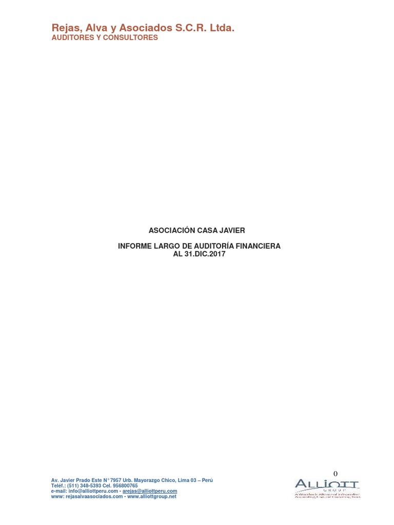 Asociación Casa Javier Informe Largo Fina-03 12 18 | PDF | Contabilidad | Auditoría