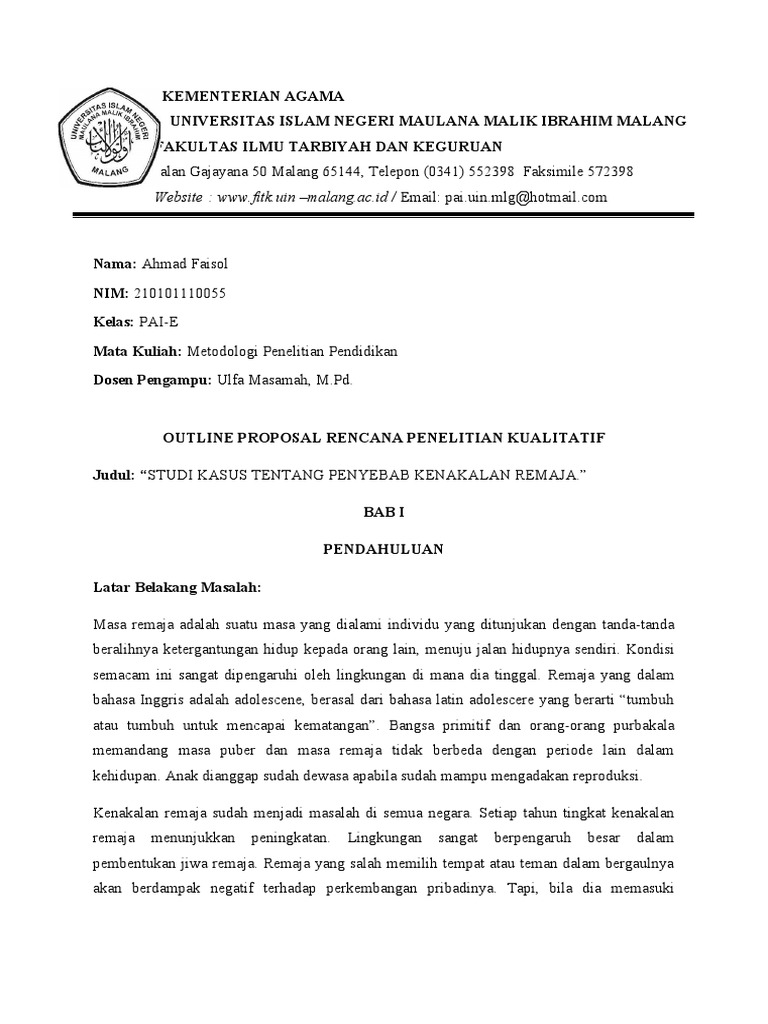 Ahmad Faisol - 210101110055 - Outline Kualitatif | PDF