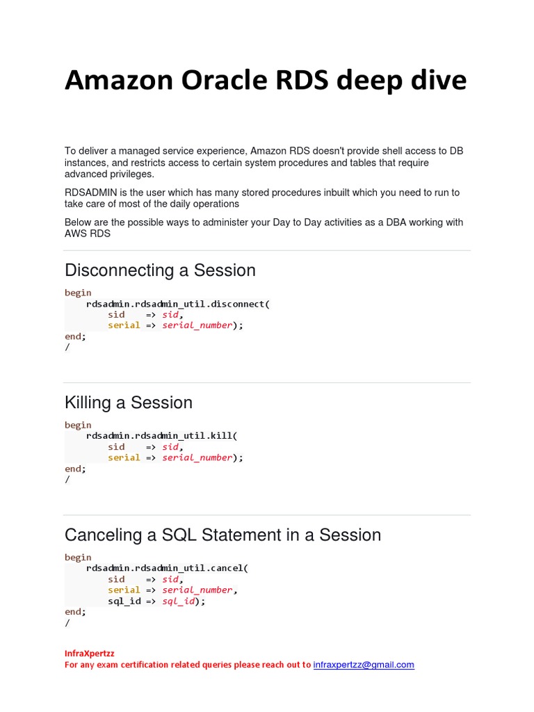 Daily Tasks in Oracle RDS | PDF | Databases | Backup