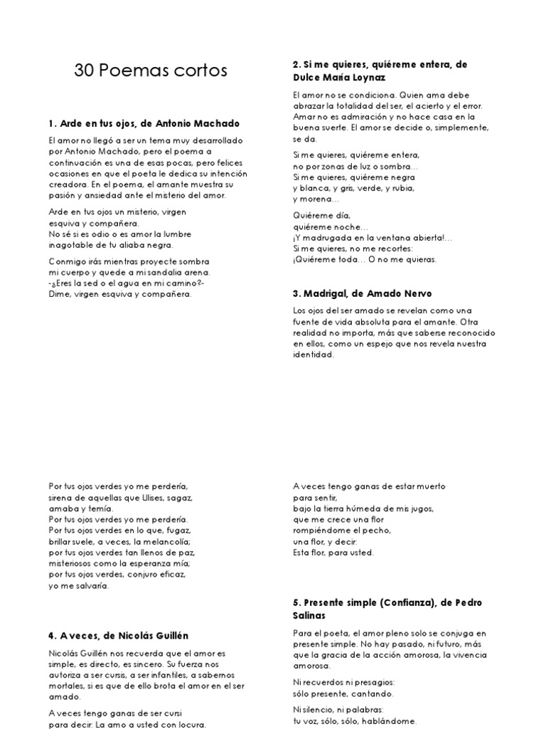30 Poemas Cortos | PDF | Amor