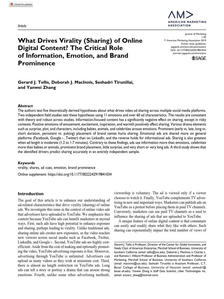 What Drives Virality (Sharing) of Online Digital Content? The Critical ...