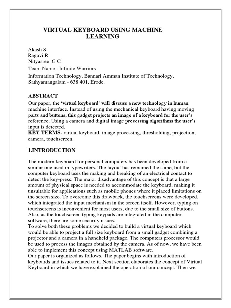 Virtual Keyboard Using Machine Learnin1 Download Free Pdf Computer Keyboard Software